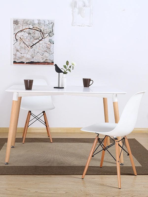 White Top Dining Table with Wooden Legs-Vico Furniture Co., Ltd.